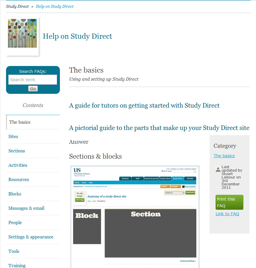 Study Direct: University of Sussex VLE - Colour My Learning